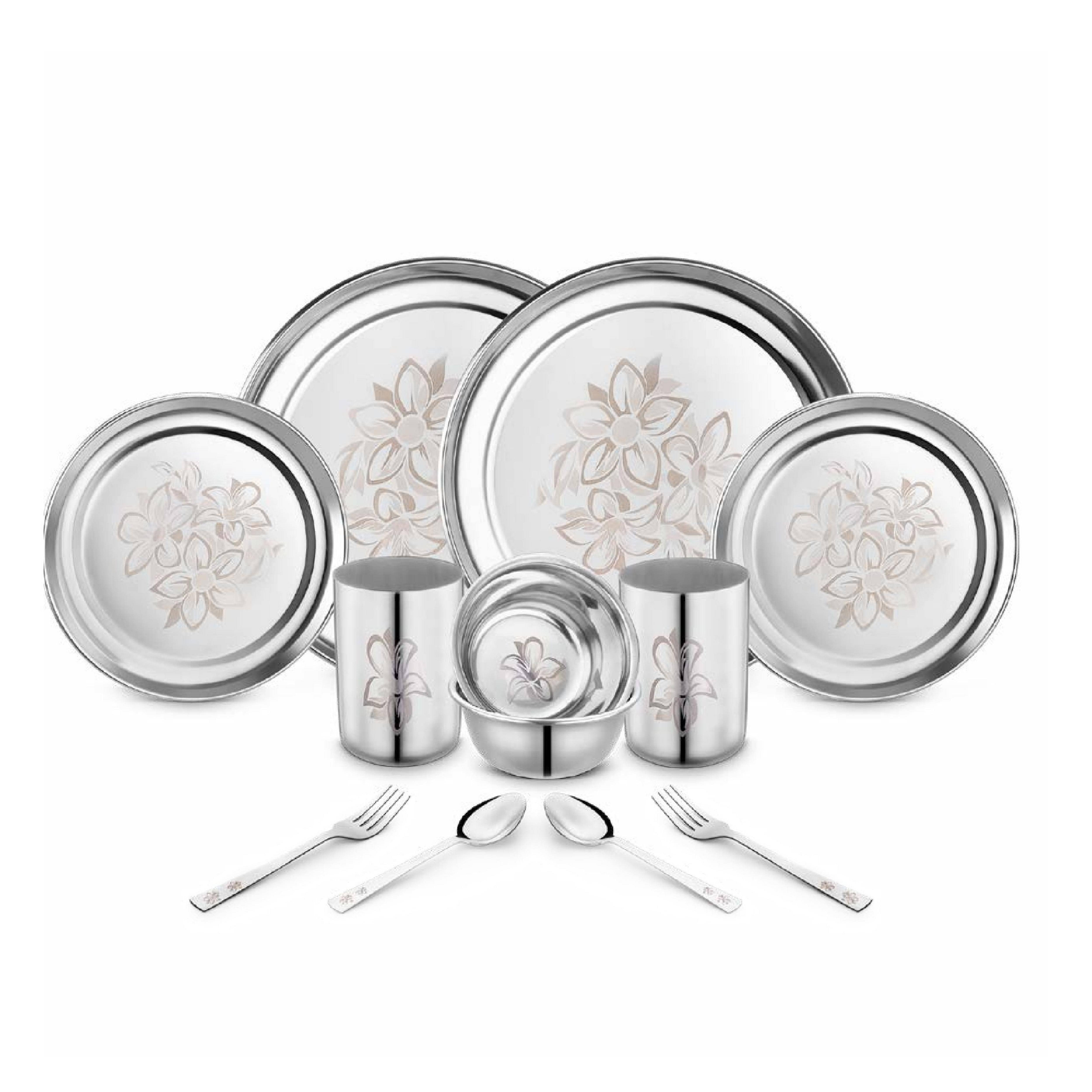Stainless Steel 12 Piece Glory Dinner Set – Classic Essential India