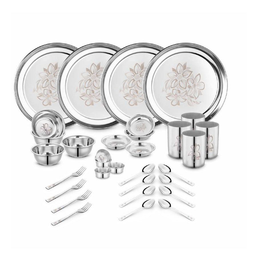 Stainless Steel 32 Piece Glory Dinner Set – Classic Essential India