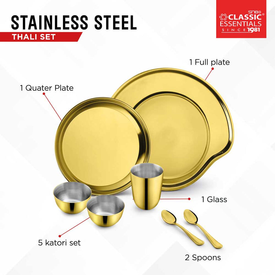 Stainless Gold Thali Set – Classic Essential India