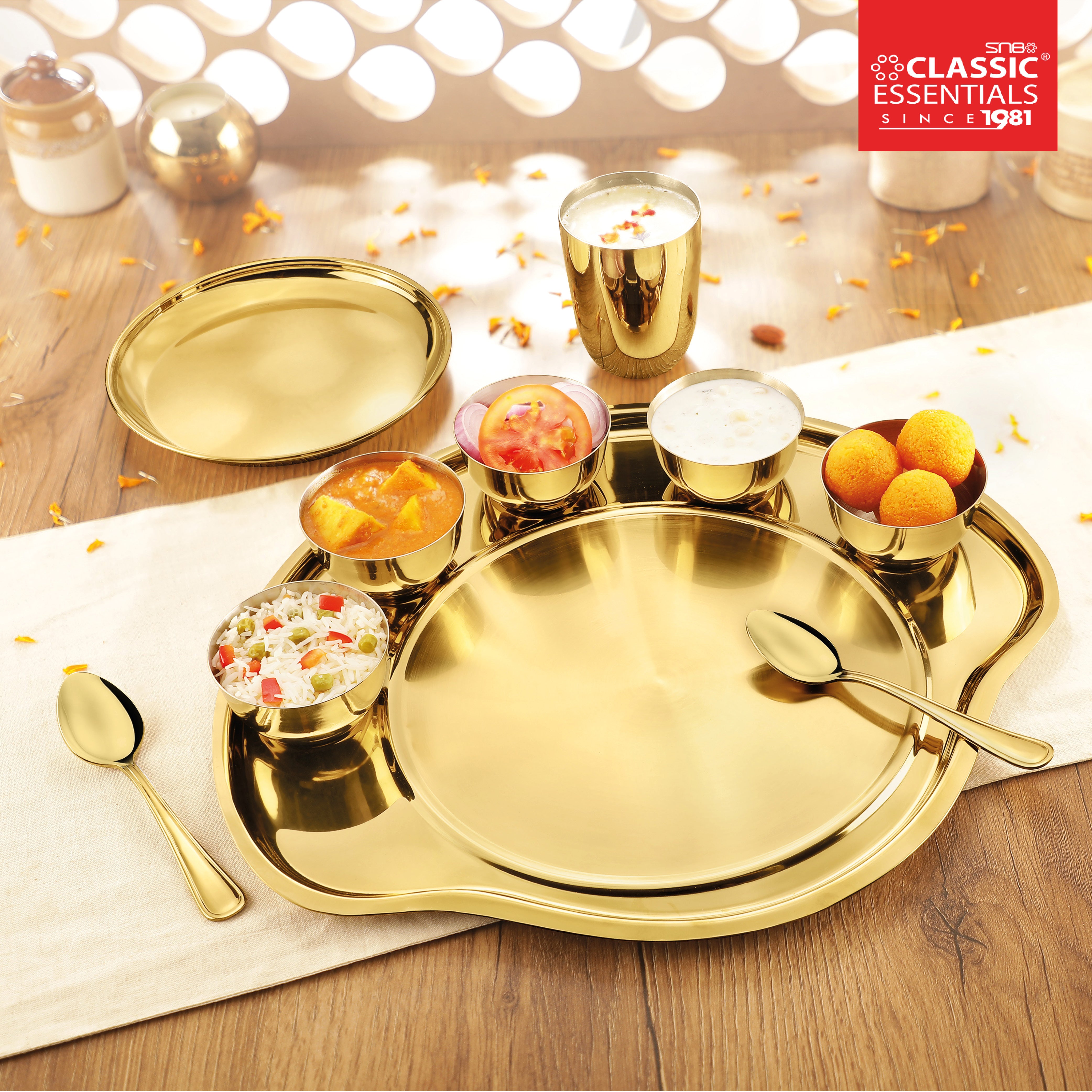 Stainless Gold Thali Set – Classic Essential India